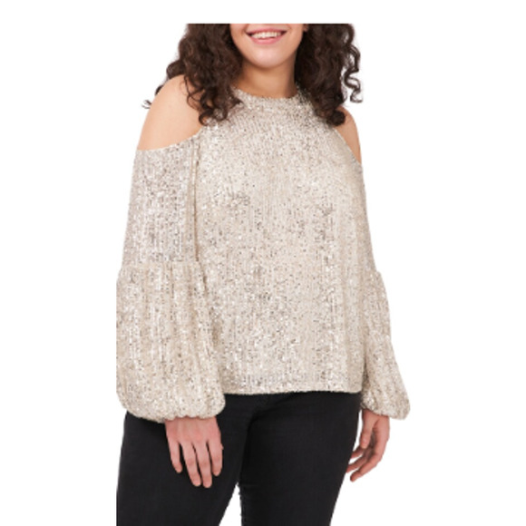CeCe | Tops | Cece Plus Size 3x Champagne Sequin Long Balloon Sleeve ...